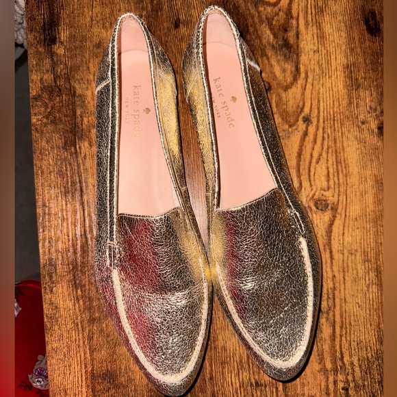 kate spade | Shoes | Kate Spade Metallic Gold Crackle Flats | Poshmark